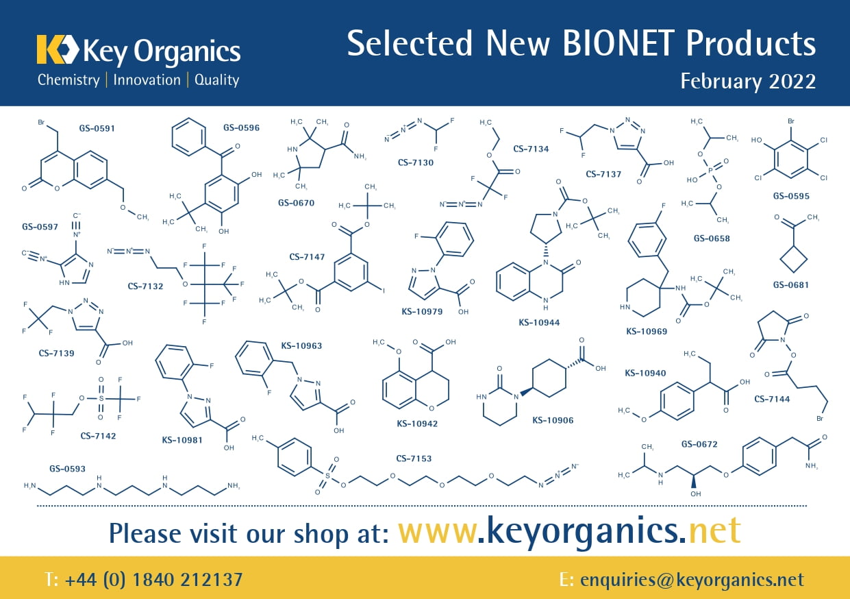 New BIONET compound releases for February 2022 - Key Organics
