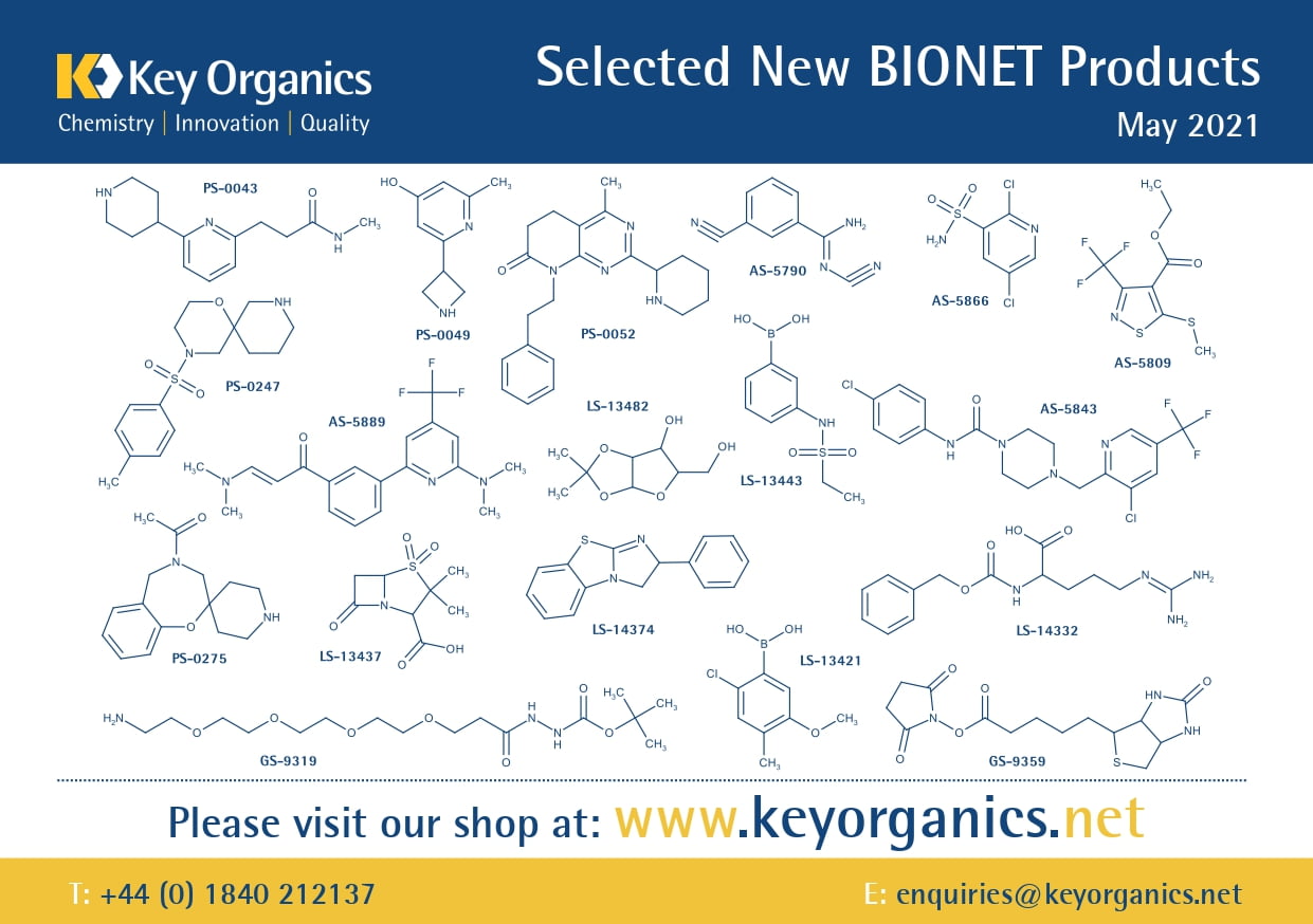 New BIONET compound releases for May 2021 - Key Organics