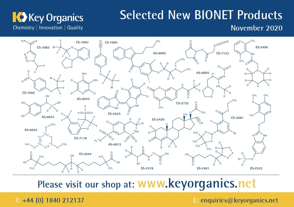 New BIONET compound releases for November 2020 - Key Organics