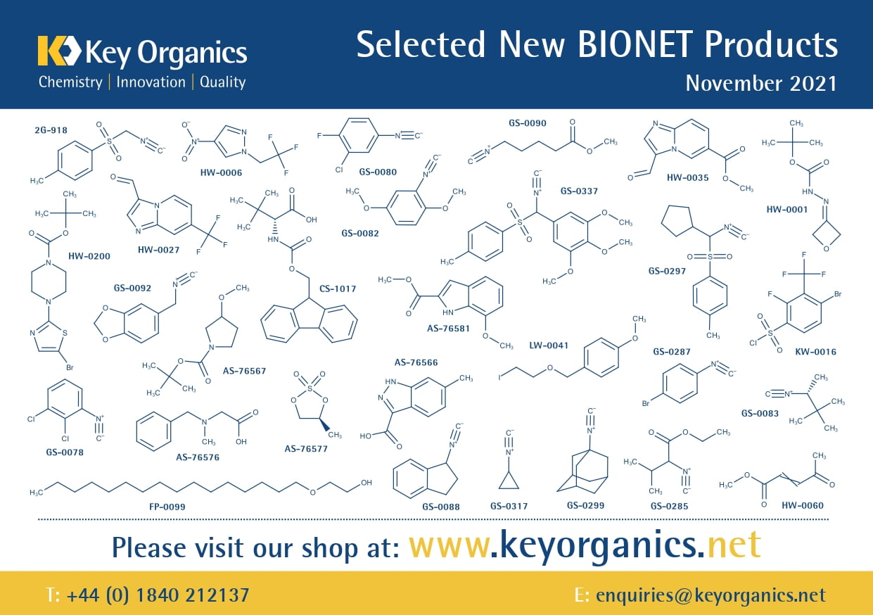 New BIONET compound releases for November 2021 - Key Organics
